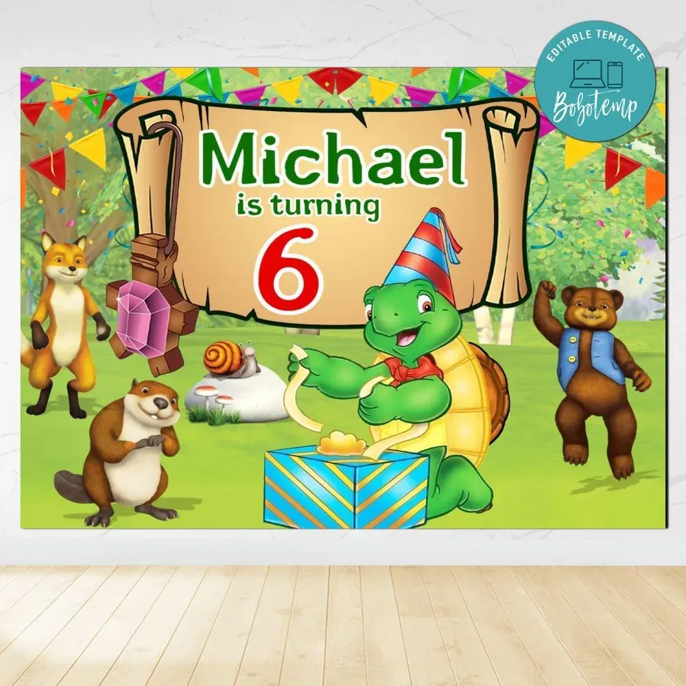 Franklin The Turtle Birthday Backdrop Digital File Template | Bobotemp