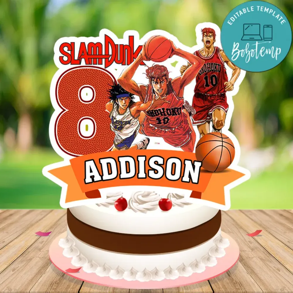 Slam Dunk Birthday Cake Topper Template Printable Createpartylabels