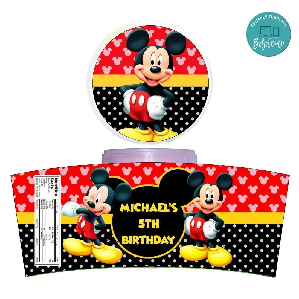 Mickey Mouse Cotton Candy Label Template | Bobotemp