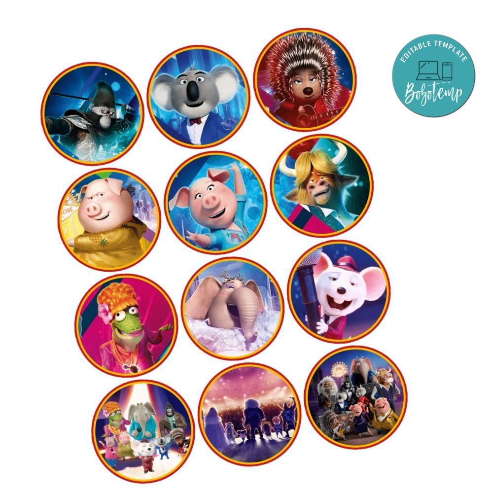 Sing 2 Cupcake Toppers Template Printable Instant Download | Bobotemp