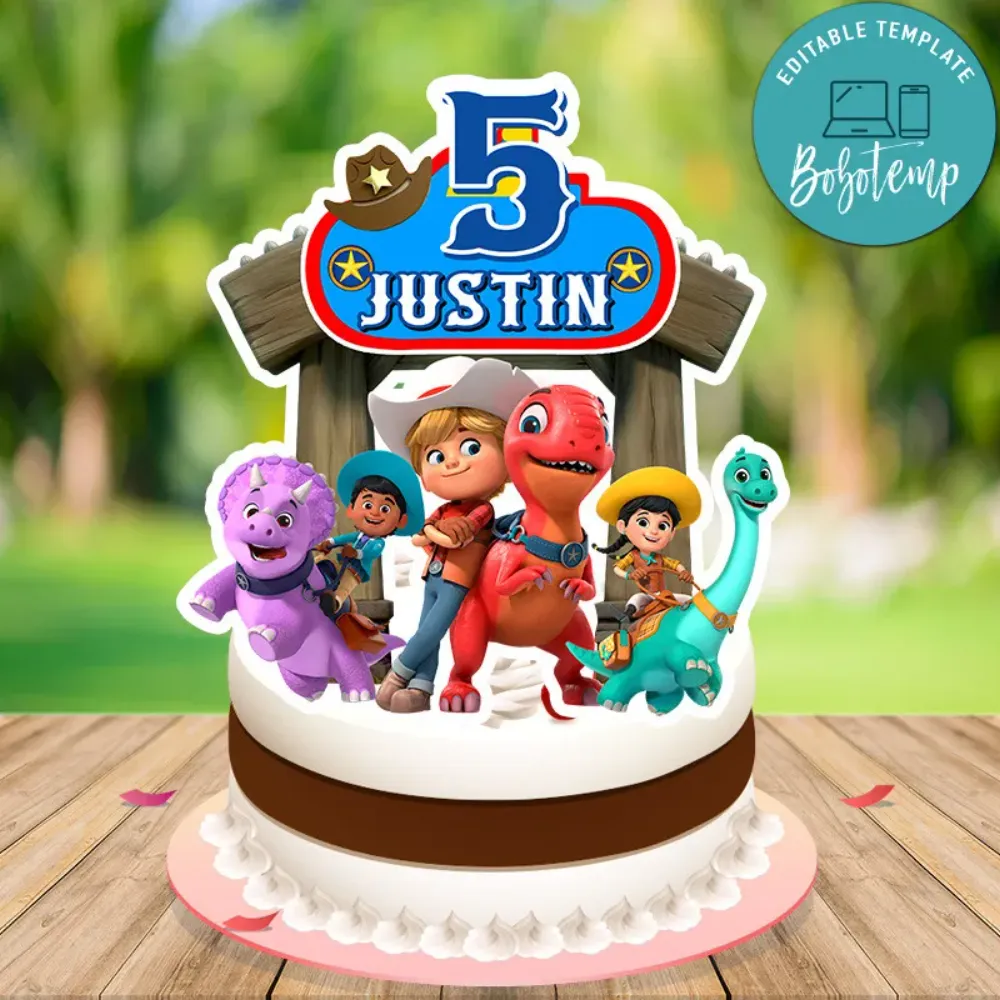 Dino Ranch Birthday Cake Topper Template Printable | Bobotemp
