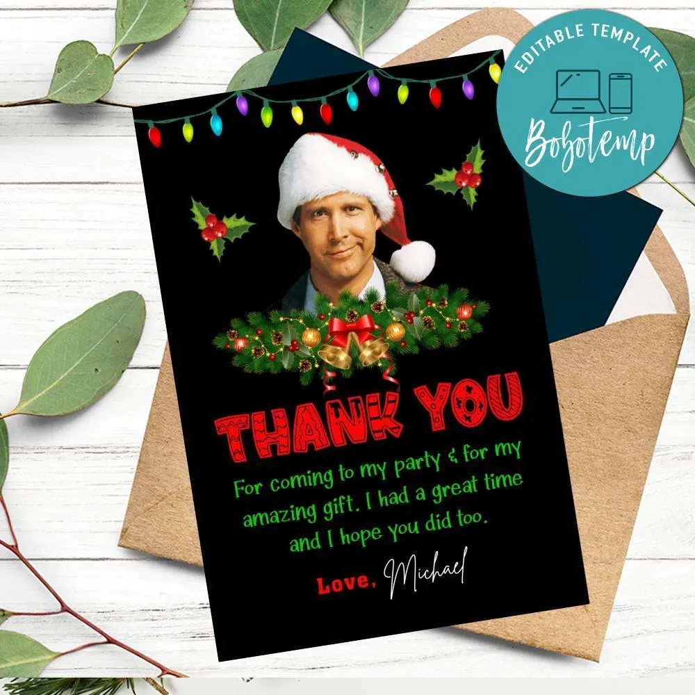 Jolliest Bunch Thank You Card Customizable Template DIY | Bobotemp