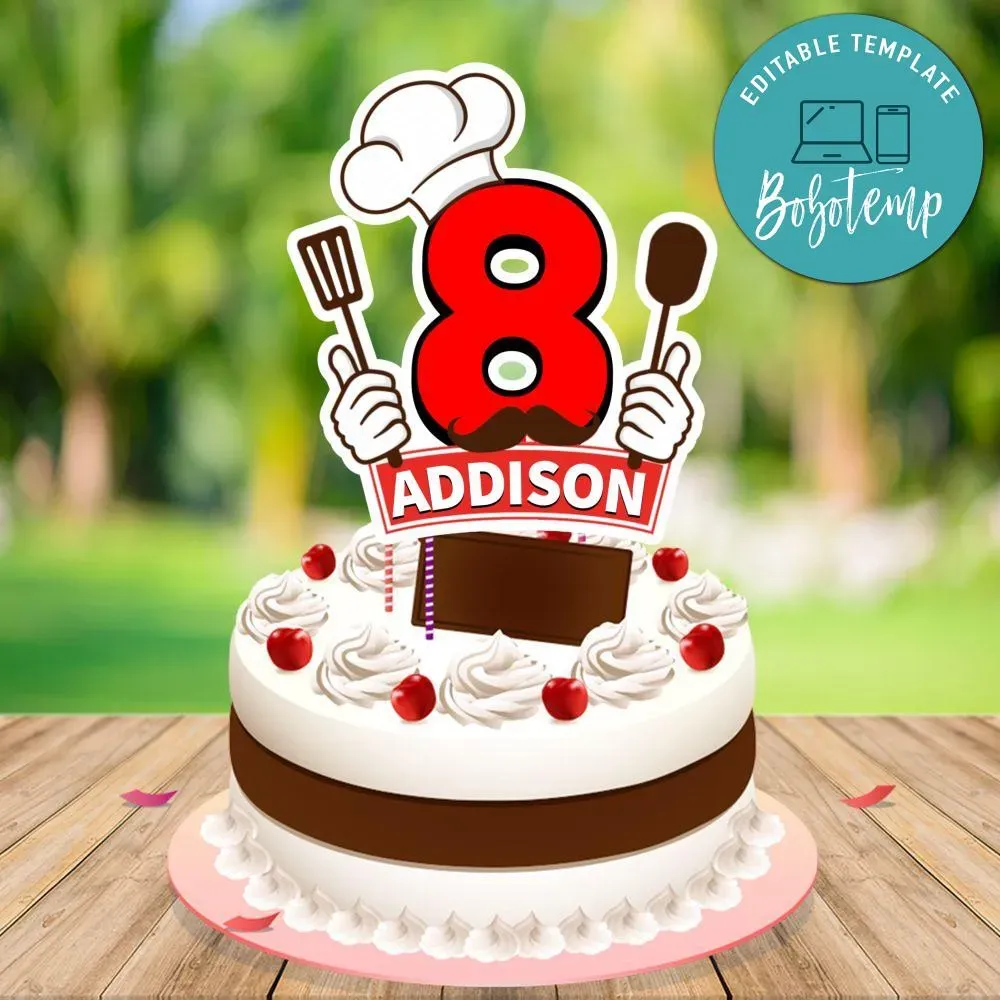 Masterchef Birthday Cake Topper Template Printable | Bobotemp