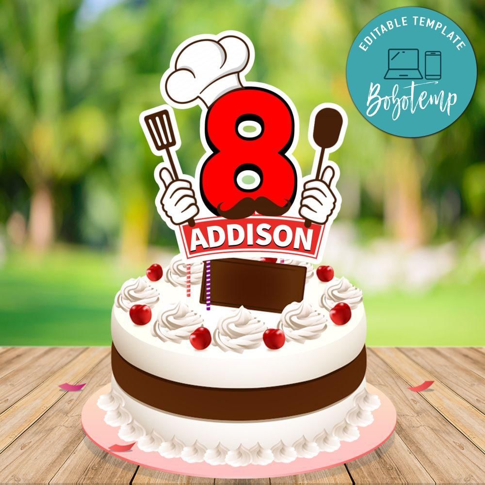 Masterchef Birthday Cake Topper Template Printable | Bobotemp