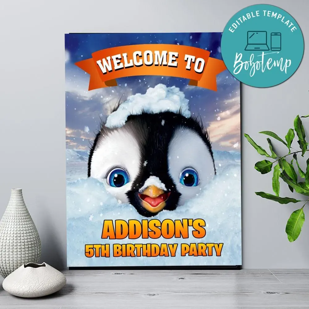 Happy Feet Birthday Welcome Sign Digital File Printable DIY | Bobotemp