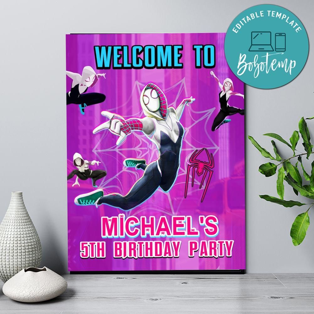 Gwen Birthday Welcome Sign Digital File Printable DIY | Sportspartydesign