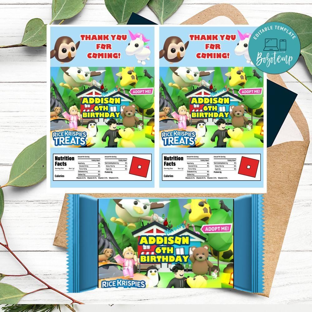 Adopt Me Rice Krispies Treats Template Printable | Bobotemp