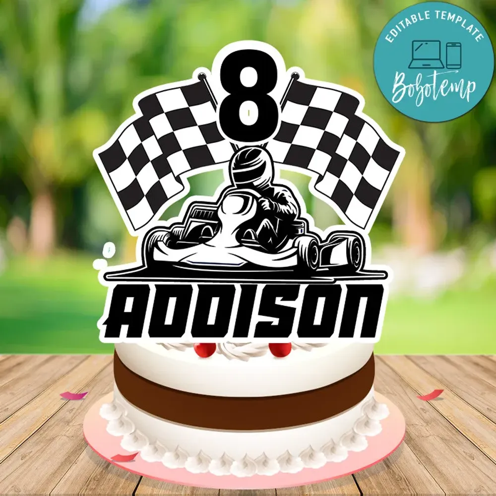 Karting Birthday Cake Topper Template Printable Createpartylabels