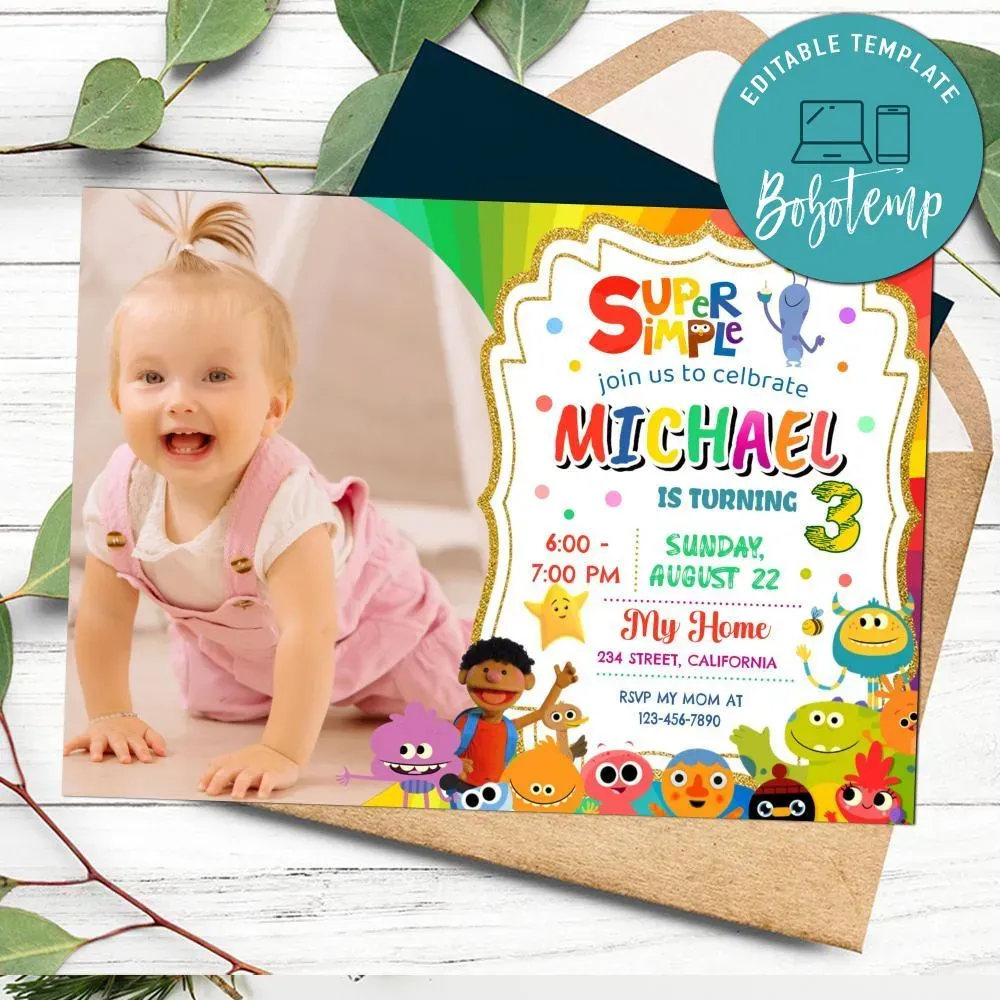 Super simple song Invitation with Photo Customizable Template DIY ...