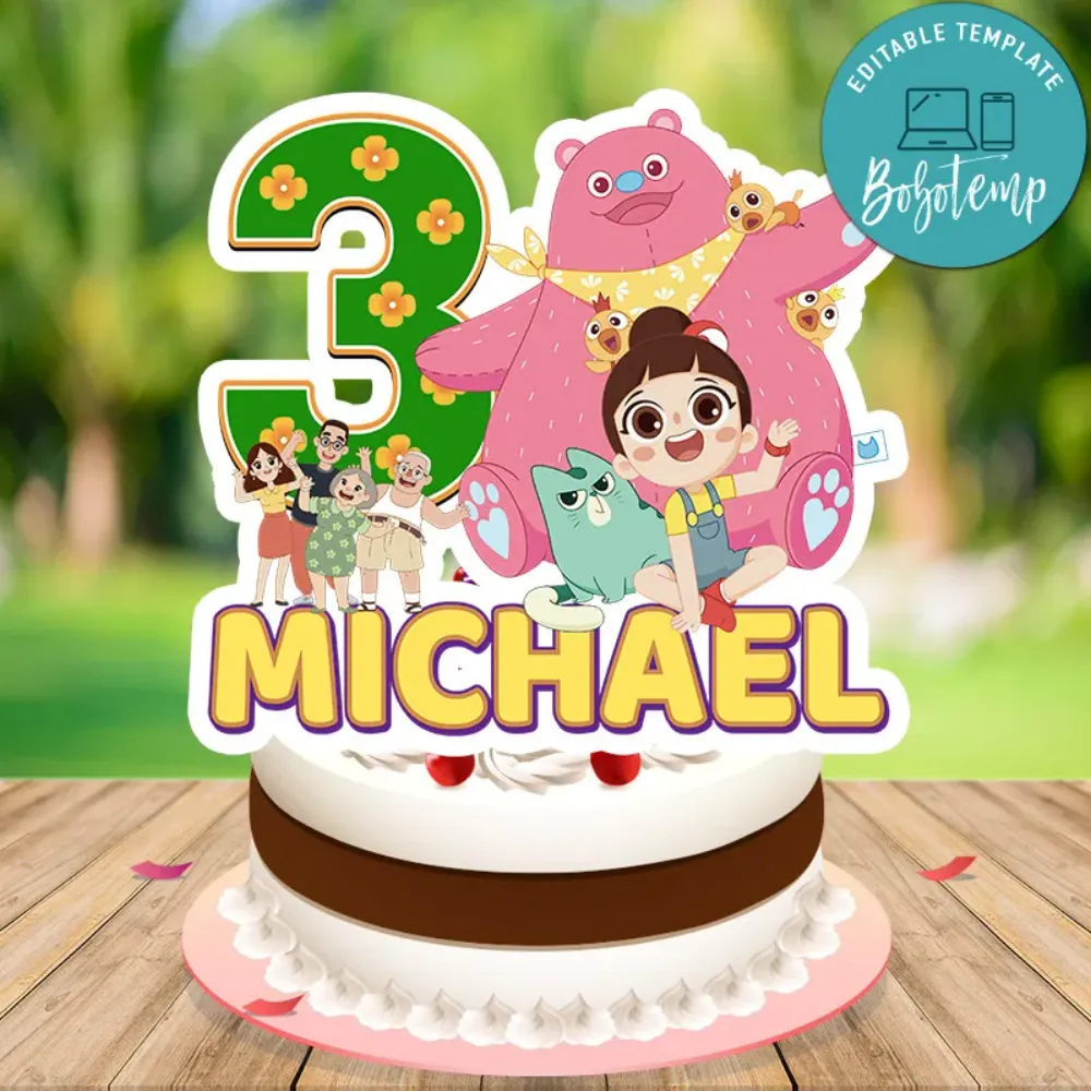 Luo Bao Bei Birthday Cake Topper Template Printable Createpartylabels