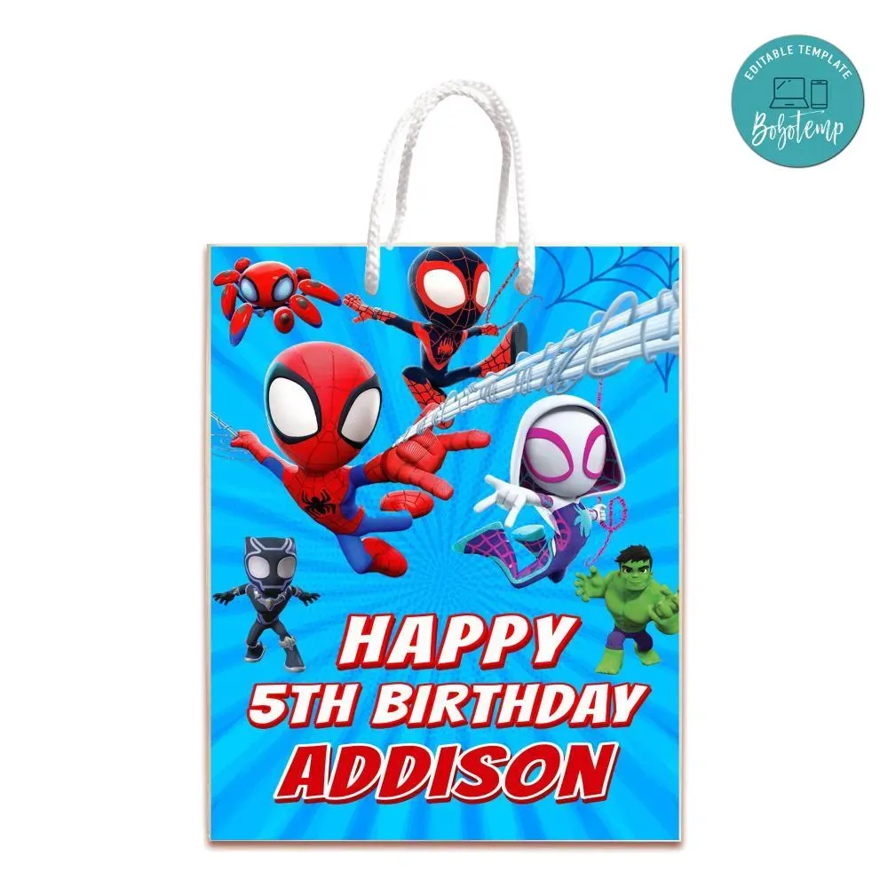 Spidey And His Amazing Friends Gift Bag Label Template Printable DIY ...