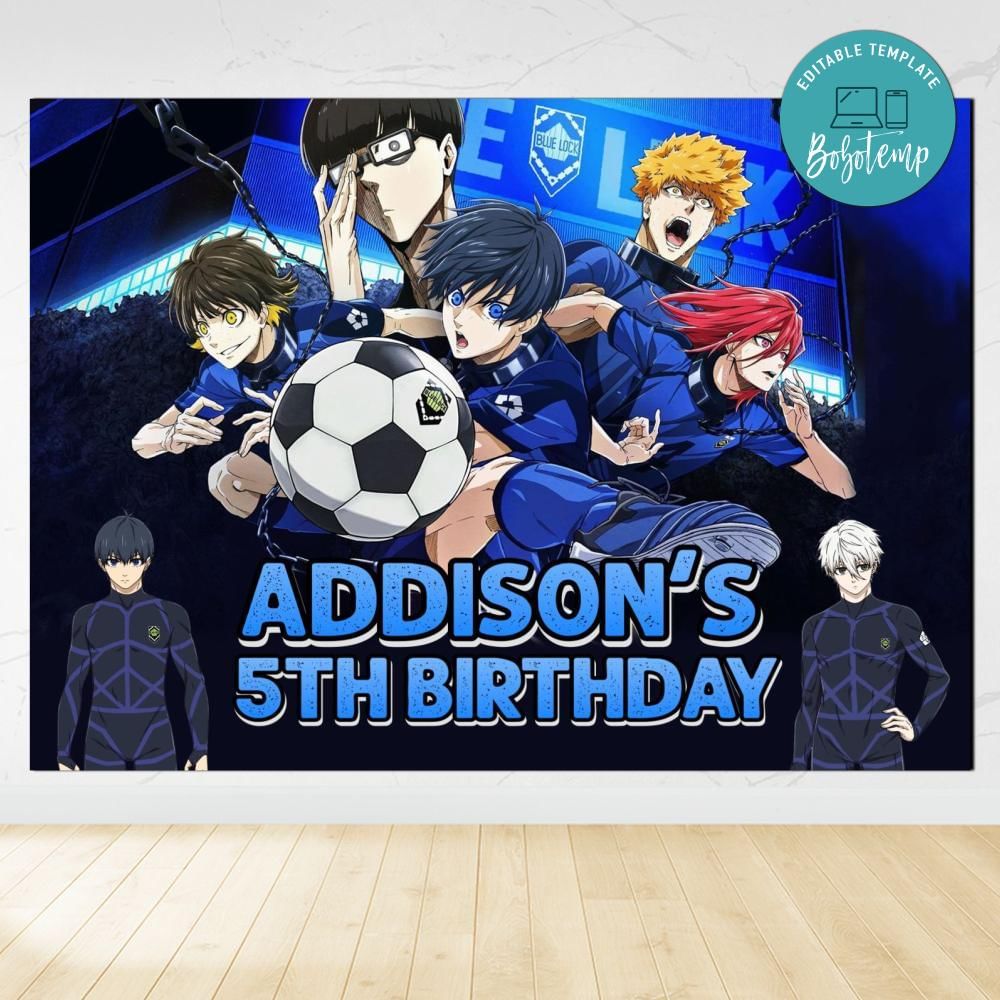 Blue lock Birthday Backdrop Digital File Template | Bobotemp