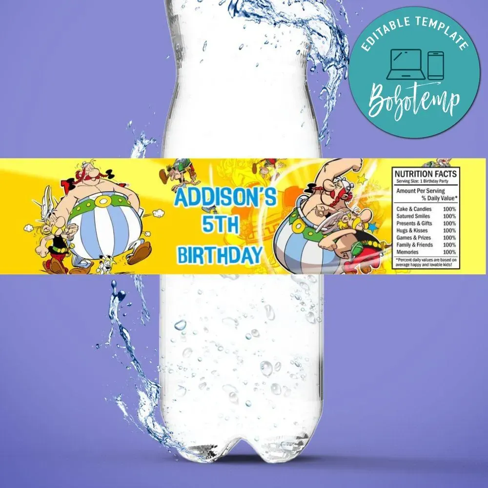 Luffy gear 5 Birthday Water Bottle Label Template | Bobotemp