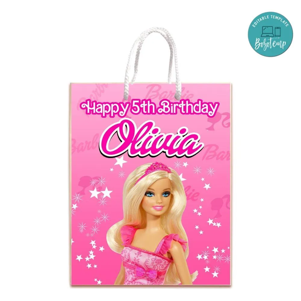 Barbie Gift Bag Label Template Printable DIY | Bobotemp