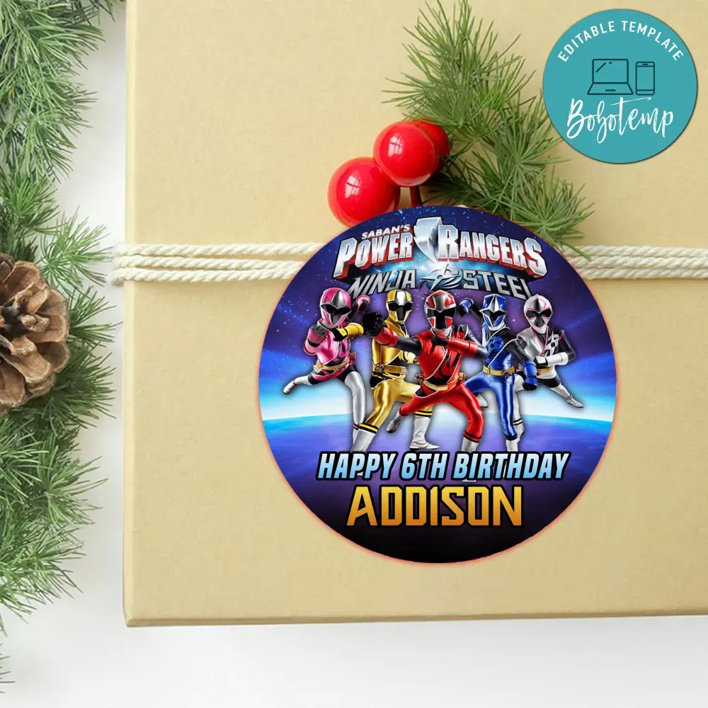 Power Ranger Ninja Steel Circle Sticker Template Customizable DIY ...
