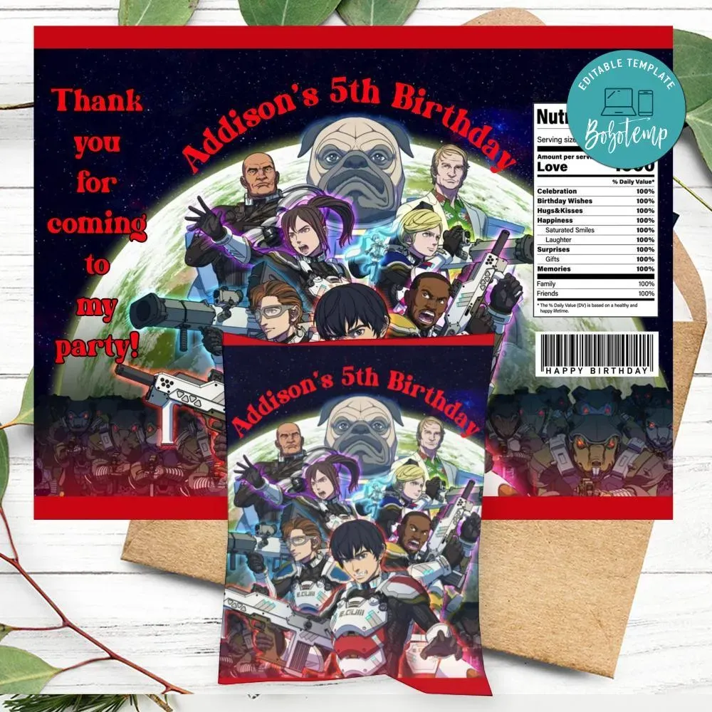 Yakitori Soldiers Of Mis Birthday Party Chip Bag Digital File Diy
