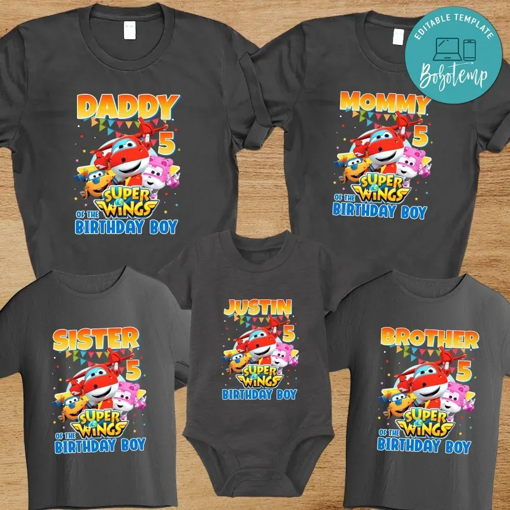 Super Wings Birthday Family Trip Vacation T-Shirt | Bobotemp