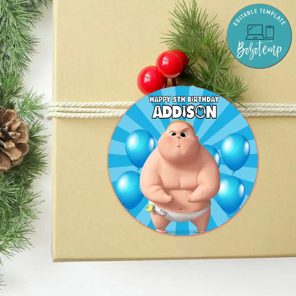 Jimbo Boss Baby Circle Sticker Template Customizable DIY | Bobotemp