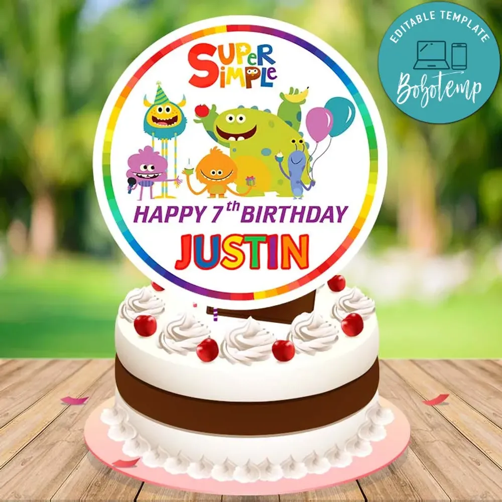 Super simple song Cake Topper Template Printable DIY | Bobotemp