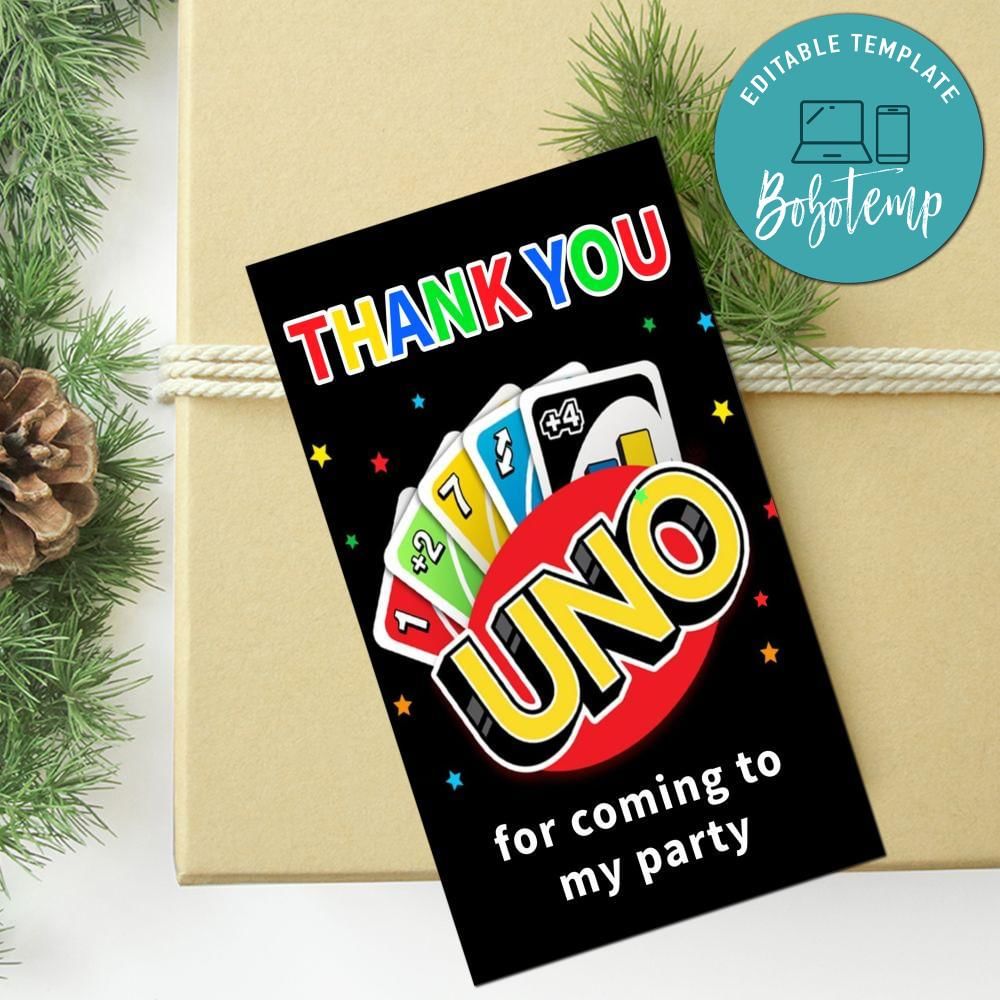 Uno Thank you tag Customizable Template | Bobotemp