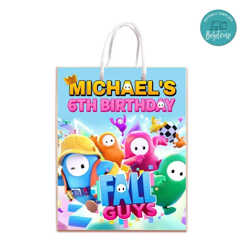 Fall Guys Gift Bag Label Template Printable DIY | Bobotemp