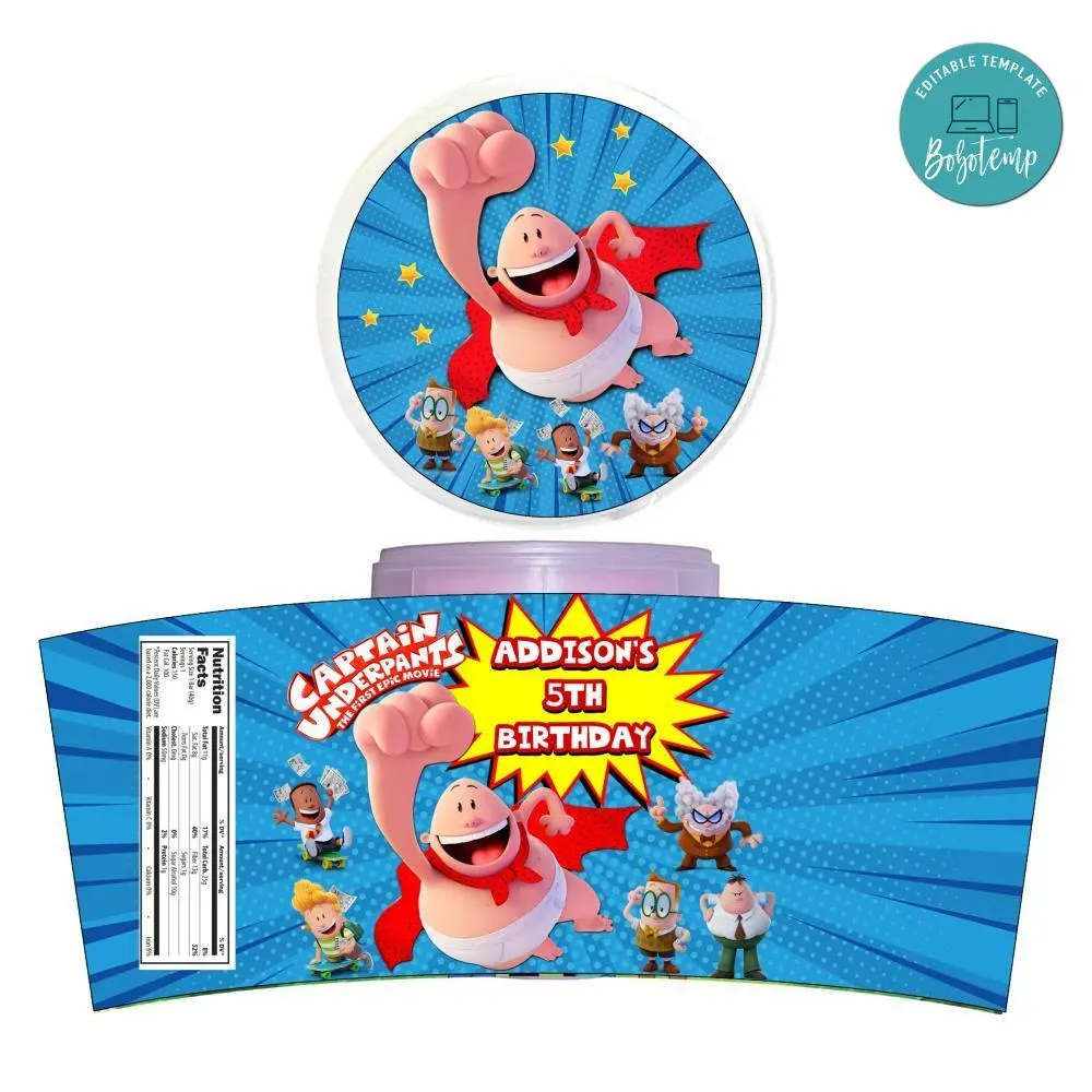 Captain Underpants Cotton Candy Label Template | Bobotemp