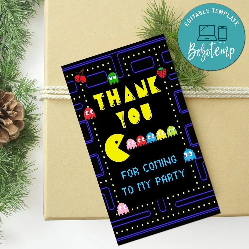 Pacman Thank You Tag Customizable Template | Bobotemp