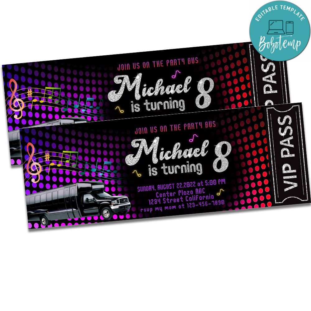 party bus theme invitations