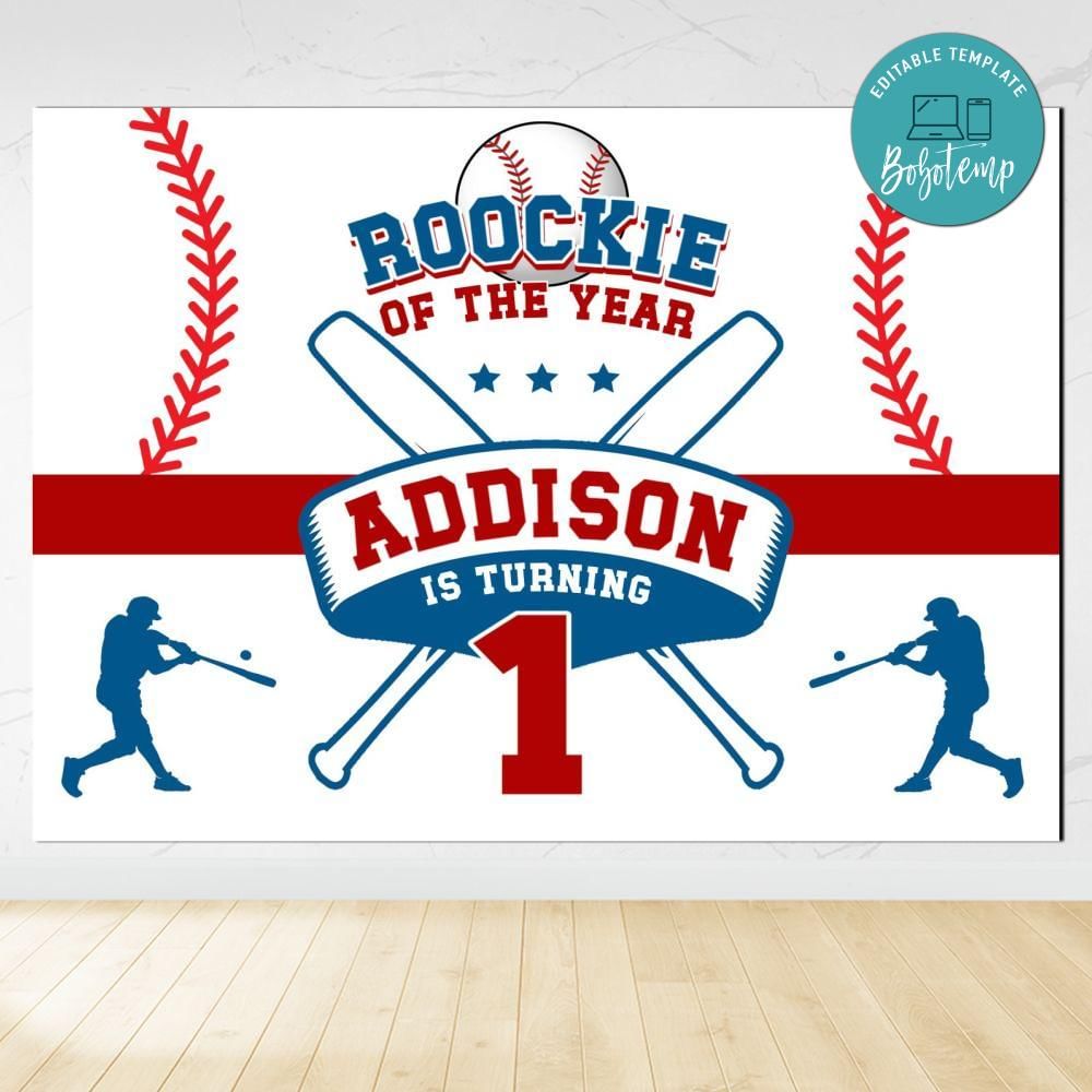 Rookie Of The Year Birthday Backdrop Digital File Template | Bobotemp