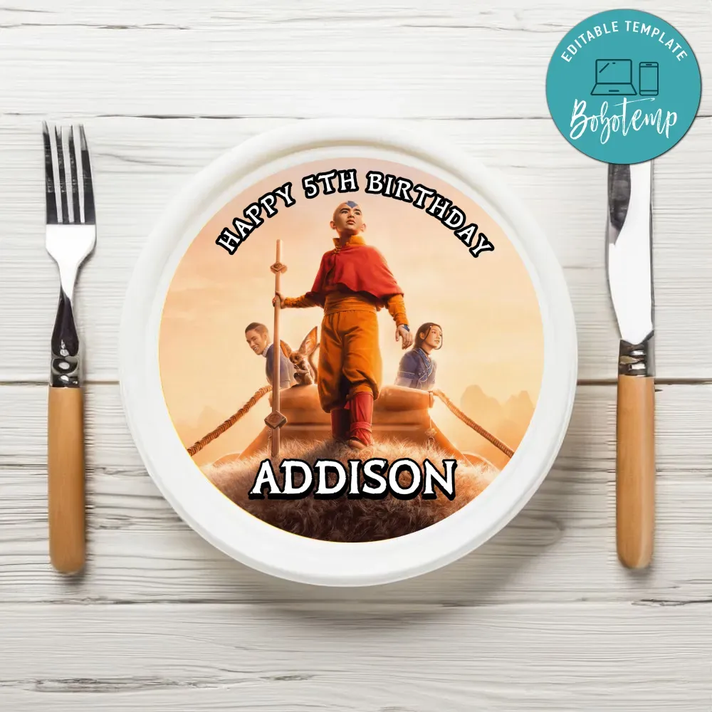 Avatar-the Last Airbender 2024 Birthday Plate Template Customizable To ...
