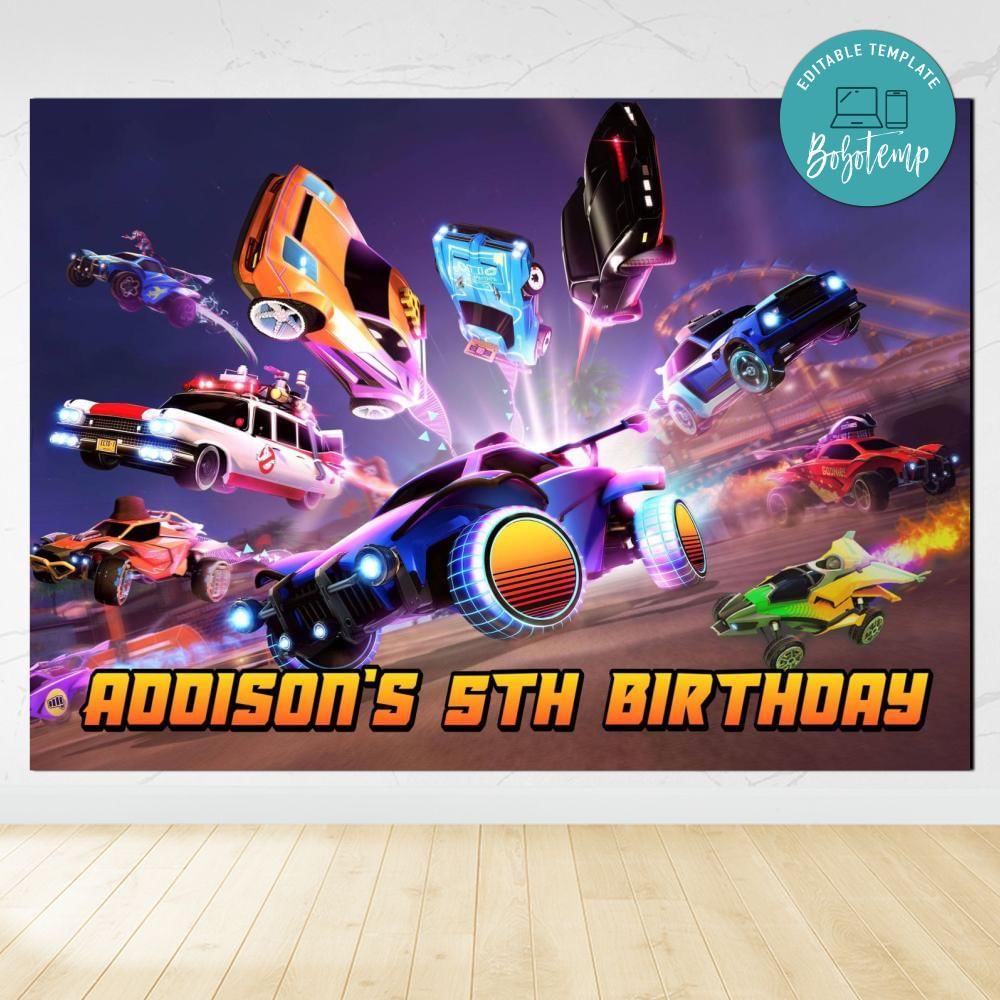 Rocket League Birthday Backdrop Digital File Template | Bobotemp