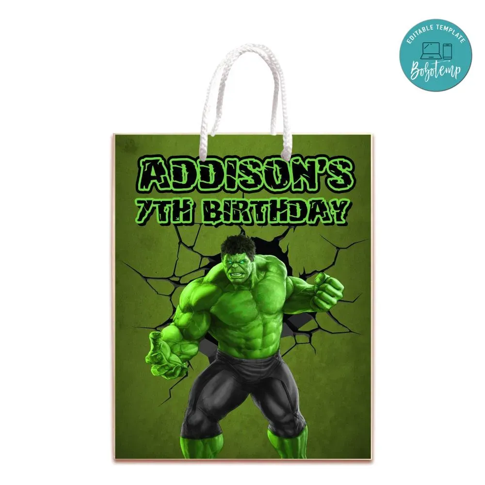 Hulk Gift Bag Label Template Printable DIY | Bobotemp