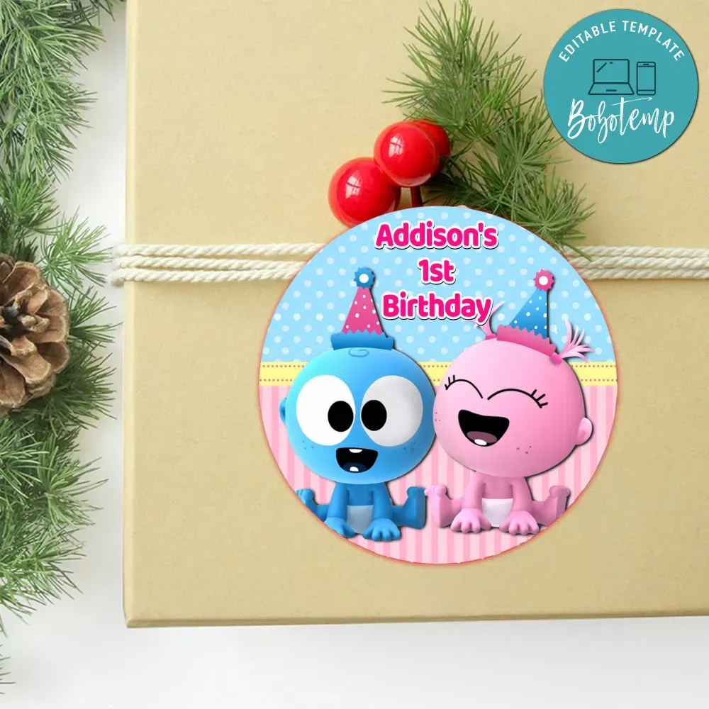 Gaa Gaa And Goo Goo Circle Sticker Template Customizable DIY | Bobotemp