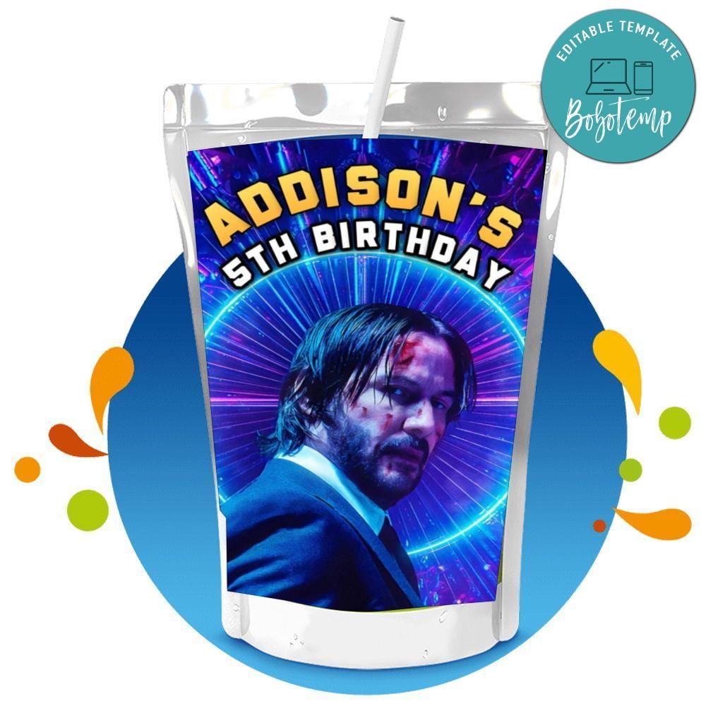John wick Capri Sun Birthday Digital File Printable | Bobotemp