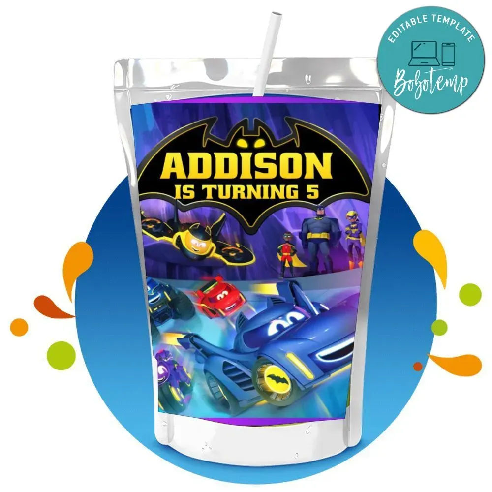 Batwheels Capri Sun Birthday Digital File Printable | Bobotemp