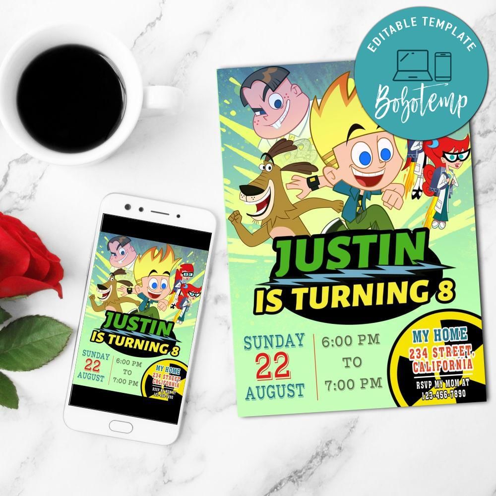 Johnny Test Invitation Customizable Template DIY | Bobotemp