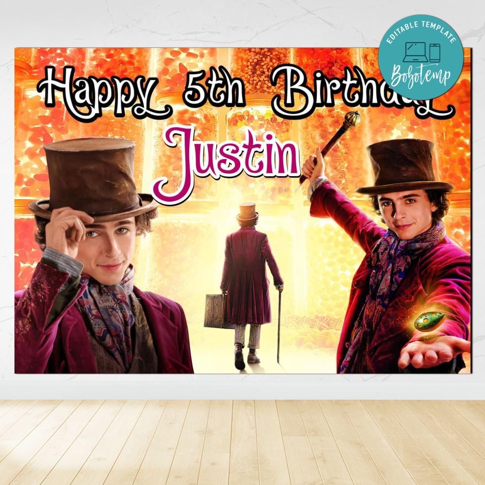 Wonka Birthday Backdrop Digital File Template | Bobotemp