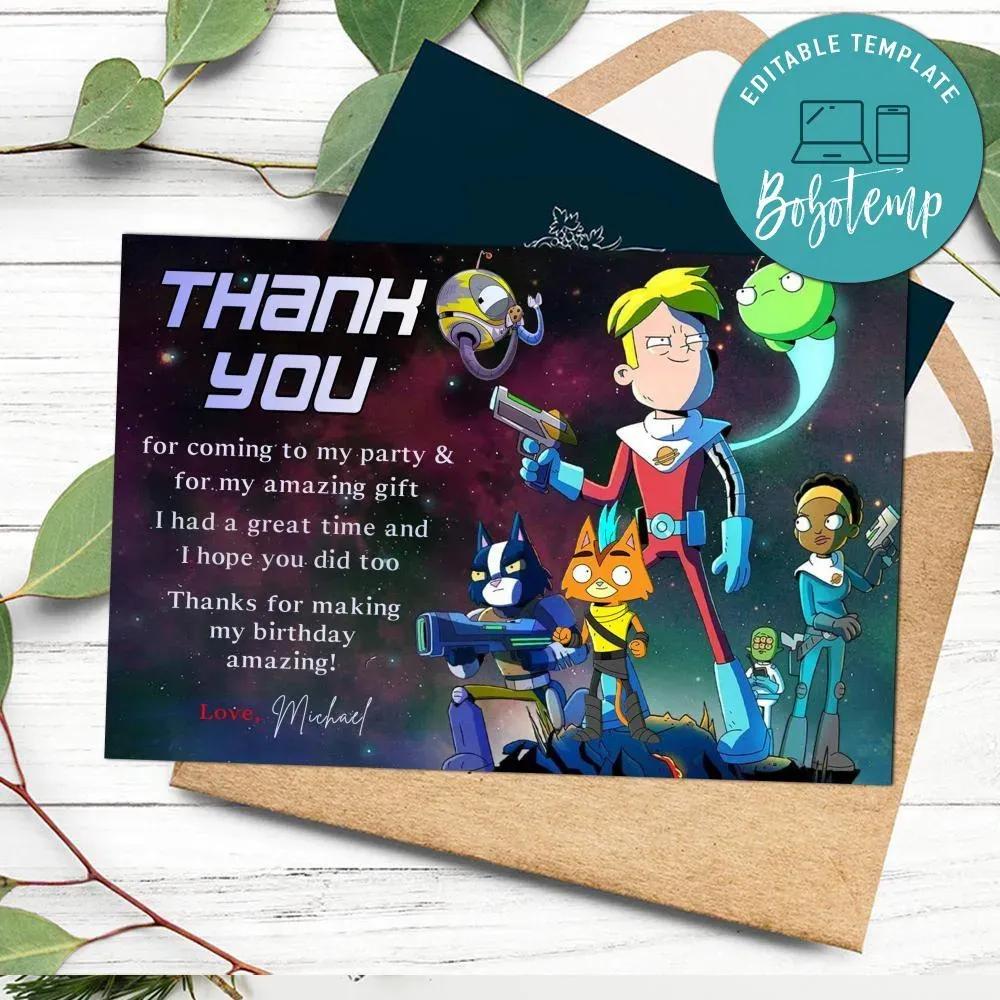 Final Space Thank You Card Customizable Template DIY | Bobotemp