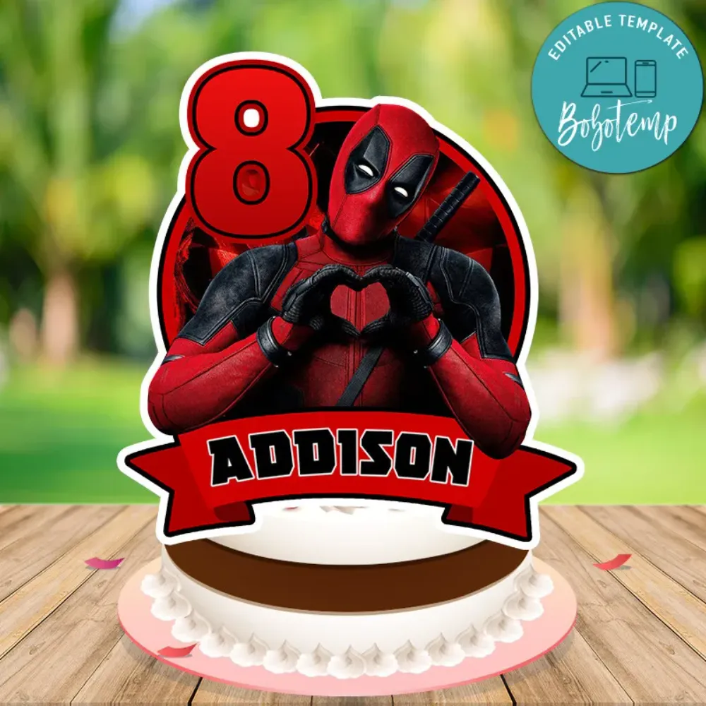 Deadpool Birthday Cake Topper Template Printable | Bobotemp