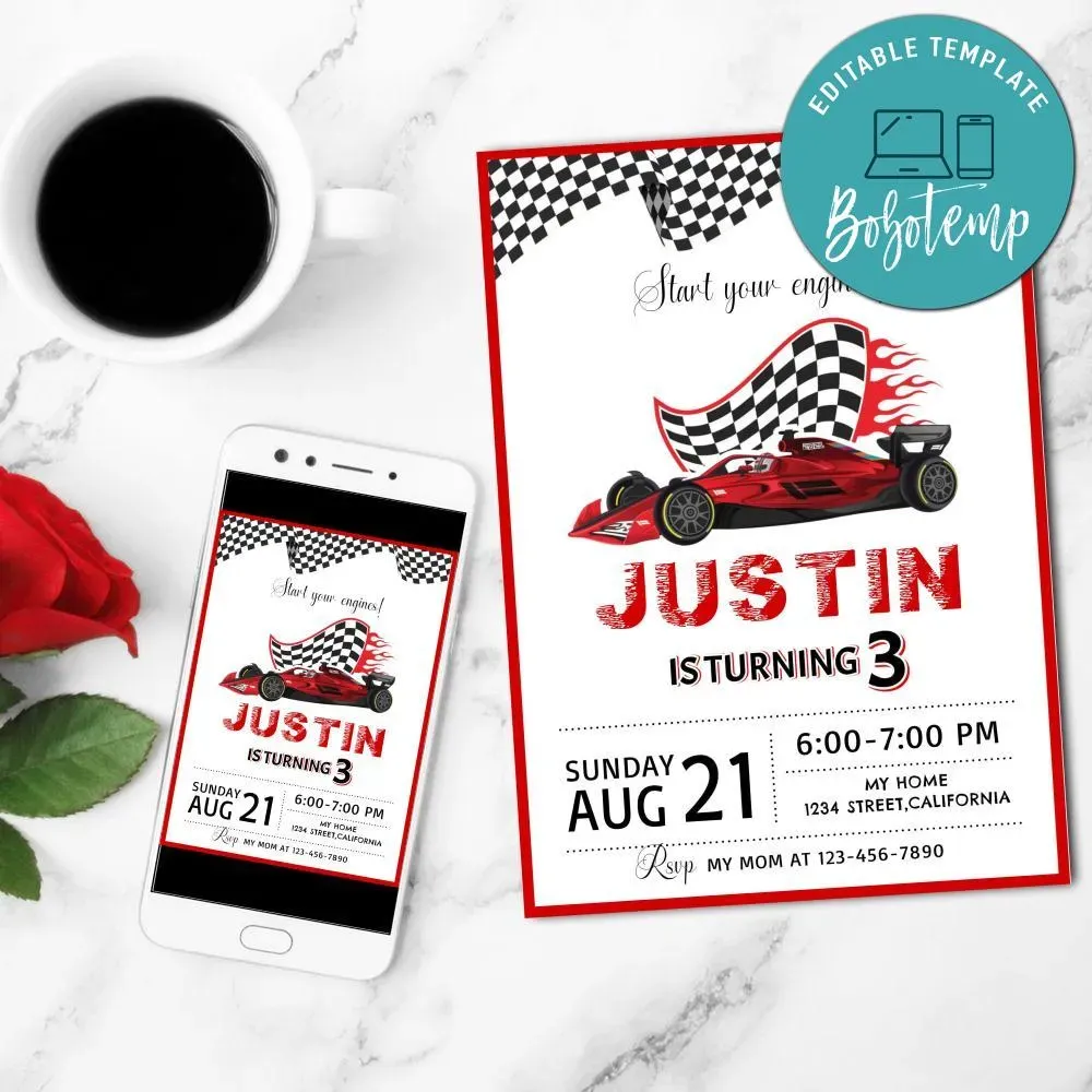 Grand Prix Invitation Customizable Template to Print at Home | Bobotemp