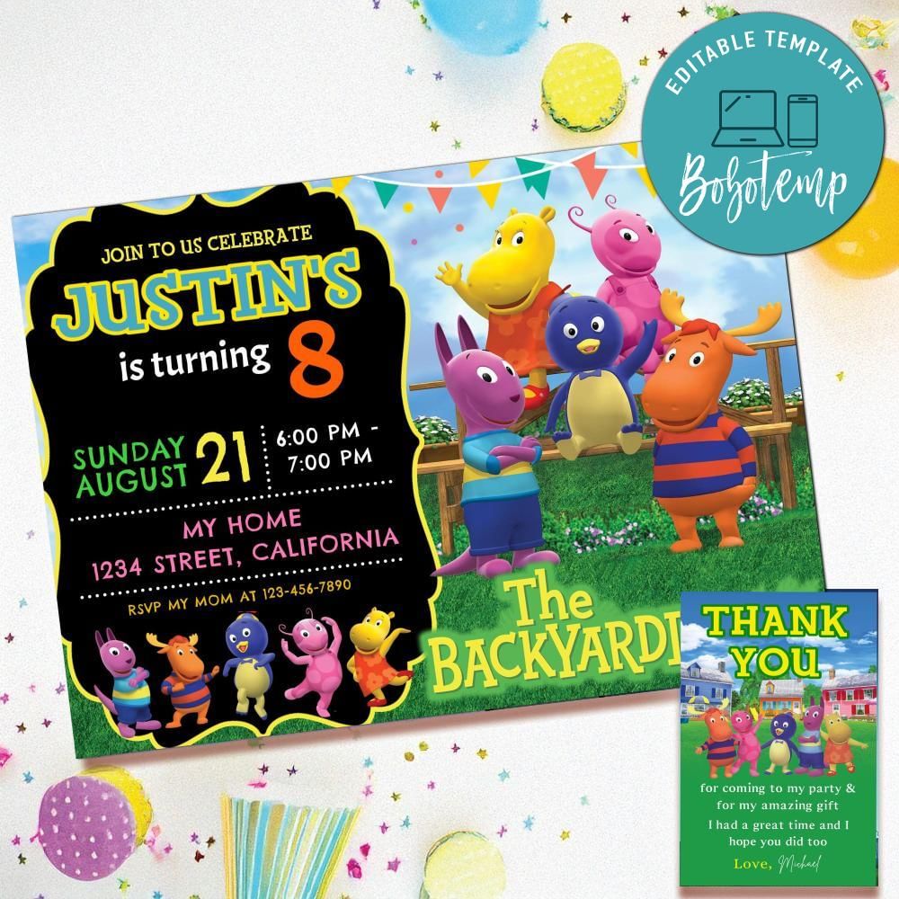 Backyardigans Invitation Template Free Thank You Card Printable | Bobotemp