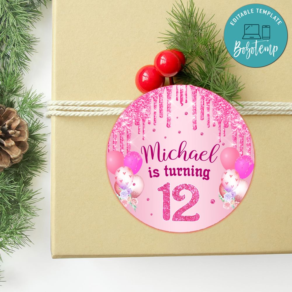 Shades Of Pink Circle Sticker Template Customizable DIY | Bobotemp