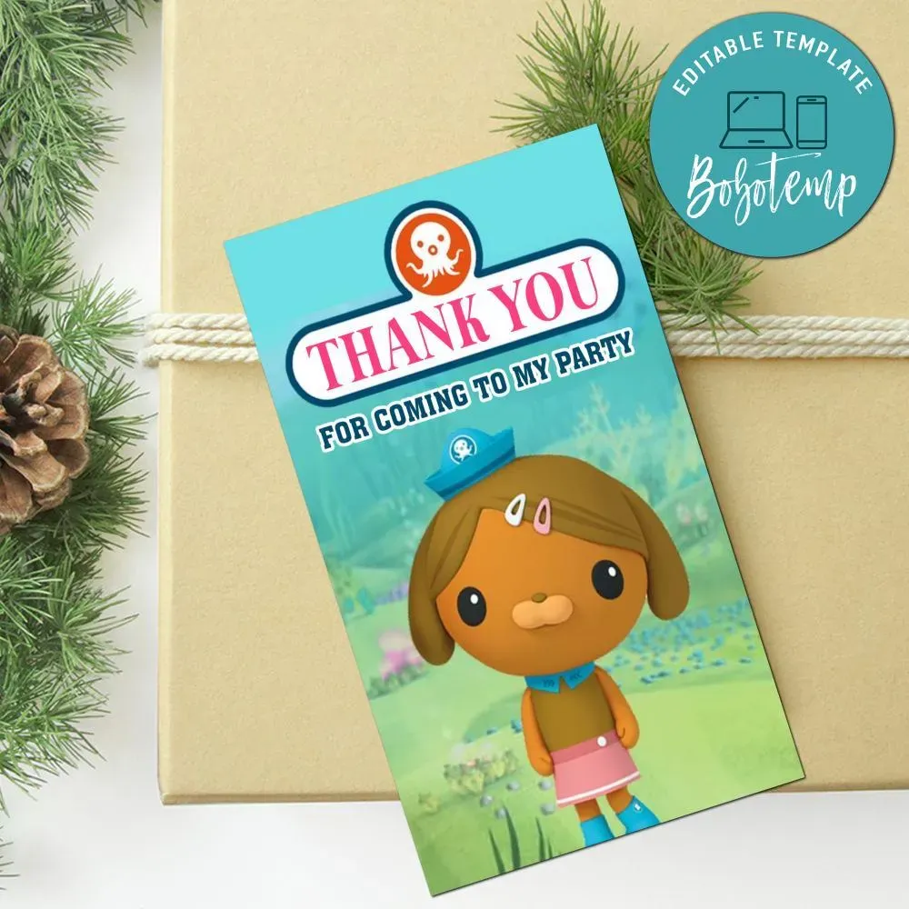 Dashi Dog Octonauts Thank You Tag Customizable Template | Bobotemp