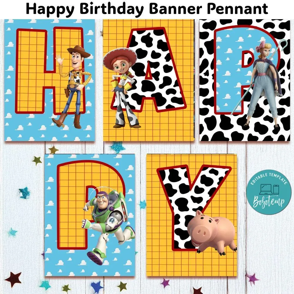 Toy Story Banner Pennant Digital File Template | Bobotemp