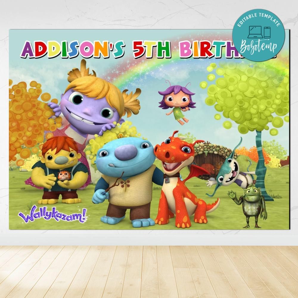 WallyKazam Birthday Backdrop Digital File Template | Bobotemp