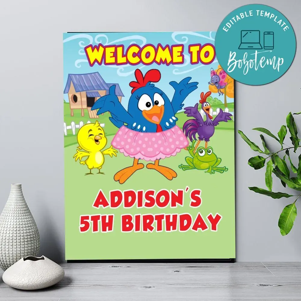 Gallina Pintadita Birthday Welcome Sign Digital File Printable DIY ...