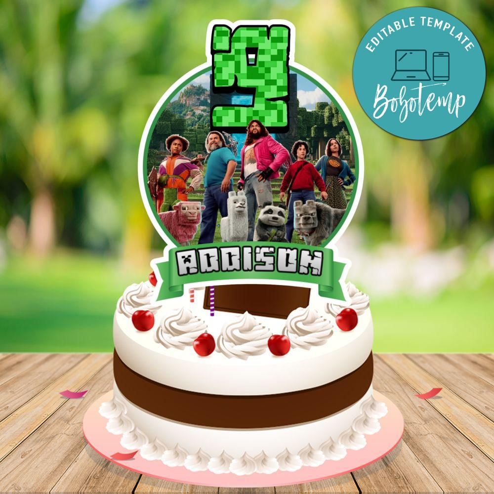Minecraft Birthday Cake Topper Template Printable | Bobotemp