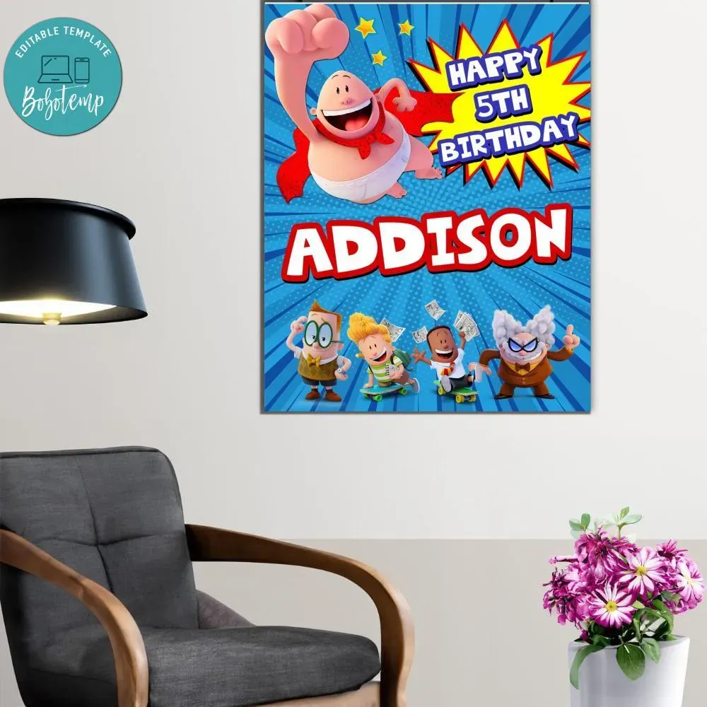 Captain Underpants Birthday Welcome Sign Digital File Printable DIY ...