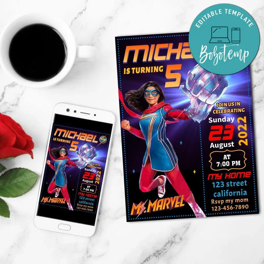 Ms. Marvel Flyer Customizable Template DIY | Bobotemp