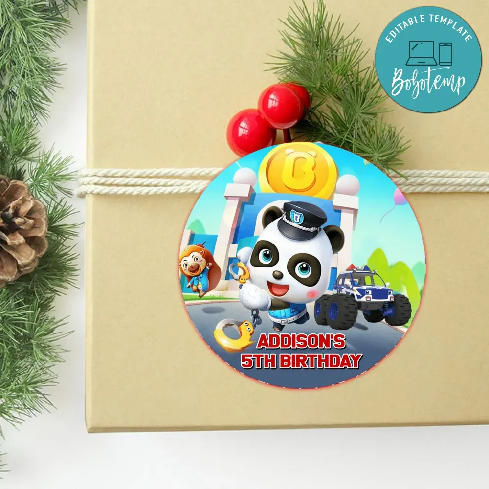 Babybus Police Circle Sticker Template Customizable DIY | Bobotemp